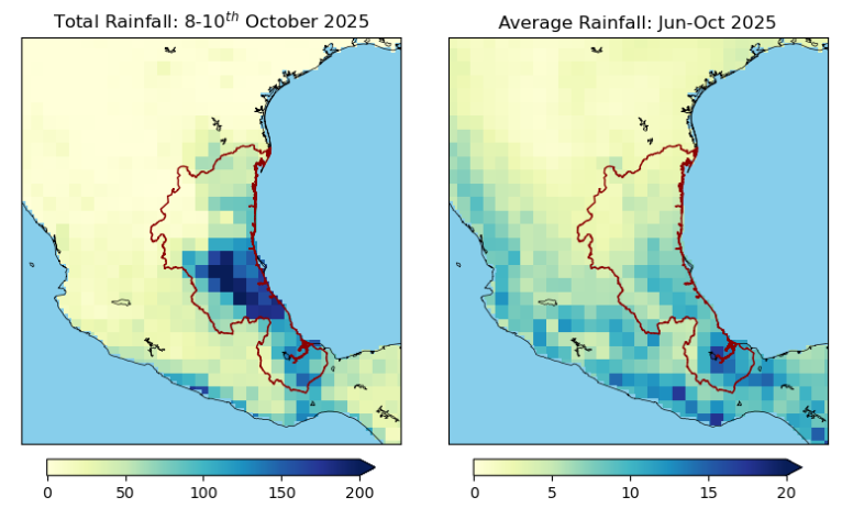 Heavy rainfall leading to widespread flooding in eastern Mexico ...